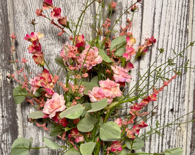 Pink Wildflower Berry Spray, Floral Filler for Spring, Wreath Filler ...