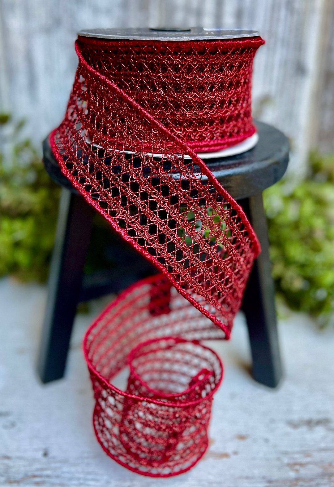 Ribbon for Wreaths, Designer Ribbon, 2.5" Ribbon, Wired Tree Ribbon ...