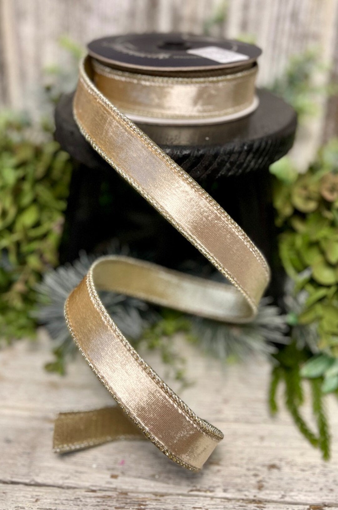 Satin Velvet, Ribbon for Wreaths, Designer Ribbon, 1" Ribbon, Farrisilk ...
