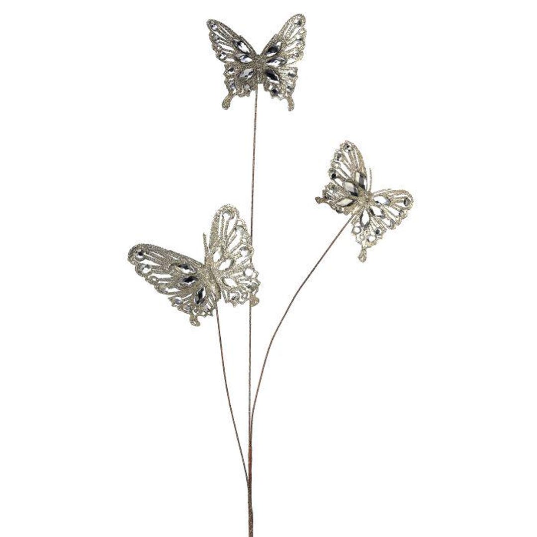Jewel Butterflies, Butterflies for Wreaths, Winter Jewel Butterfly Pick ...