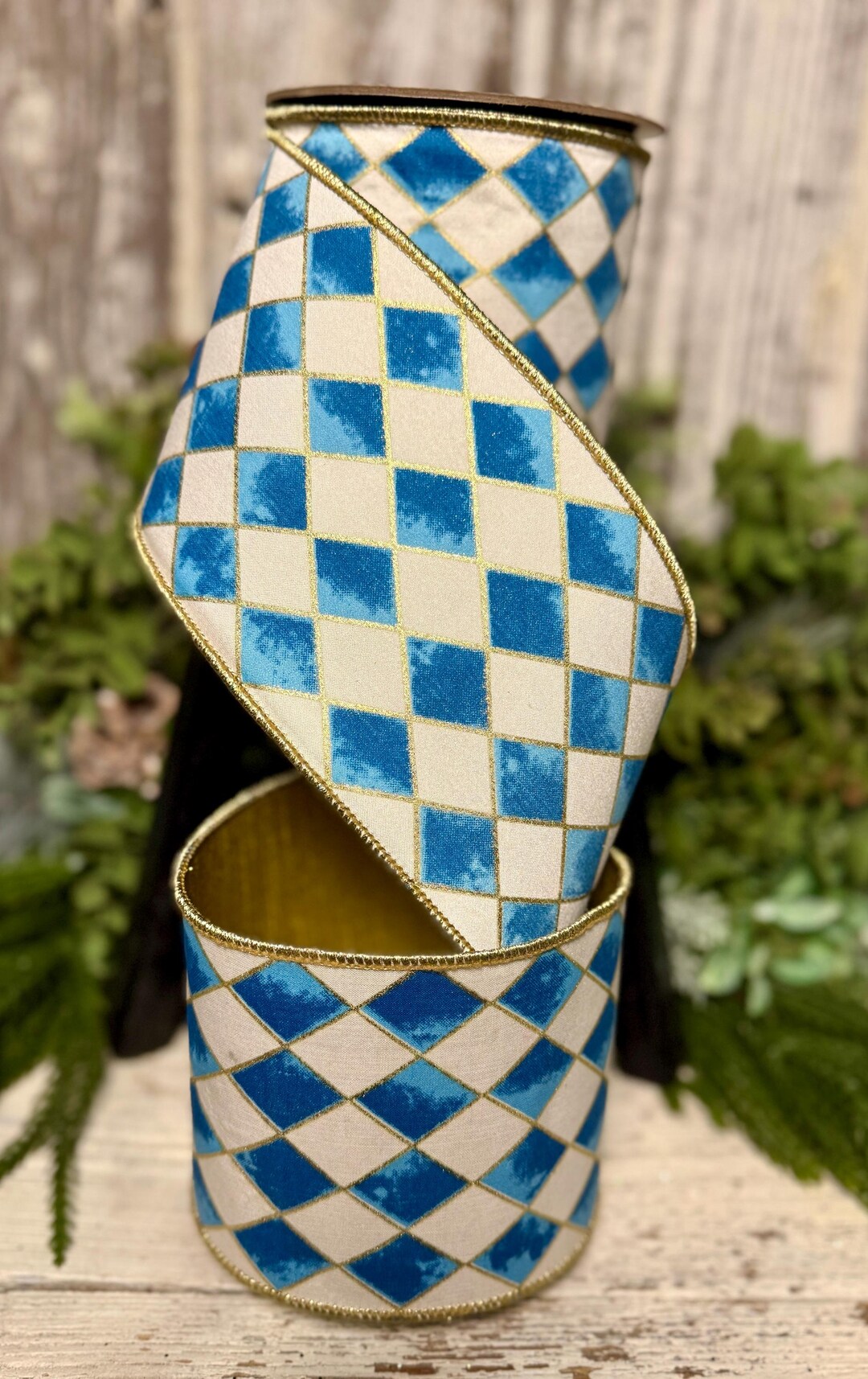 Harlequin Ribbon, 10 YD Roll, Ribbon for Wreaths, Designer Ribbon, 4 ...