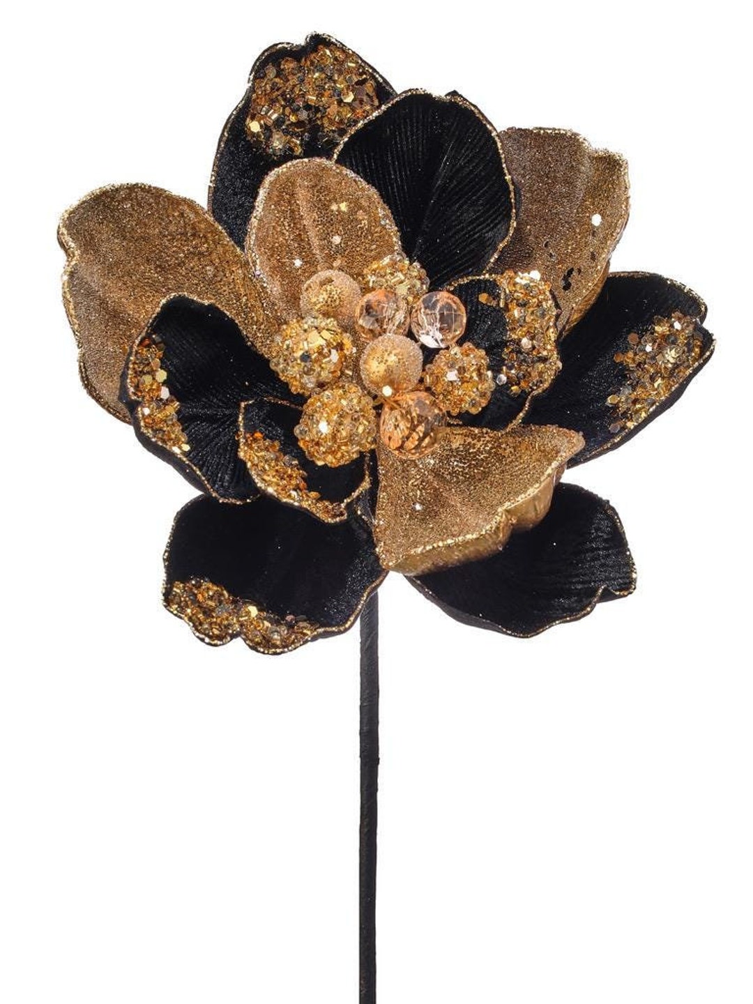 Black and Gold Magnolia Stem, Florals for Christmas, Wreath Florals ...