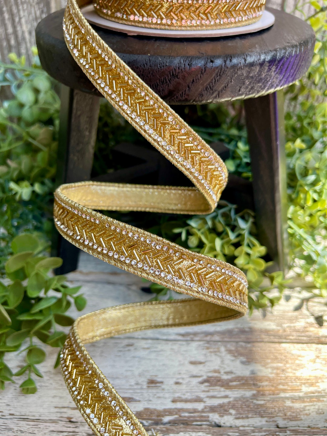 Jeweled Ribbon, Ribbon for Wreaths, Designer Ribbon, 3/4" Ribbon ...