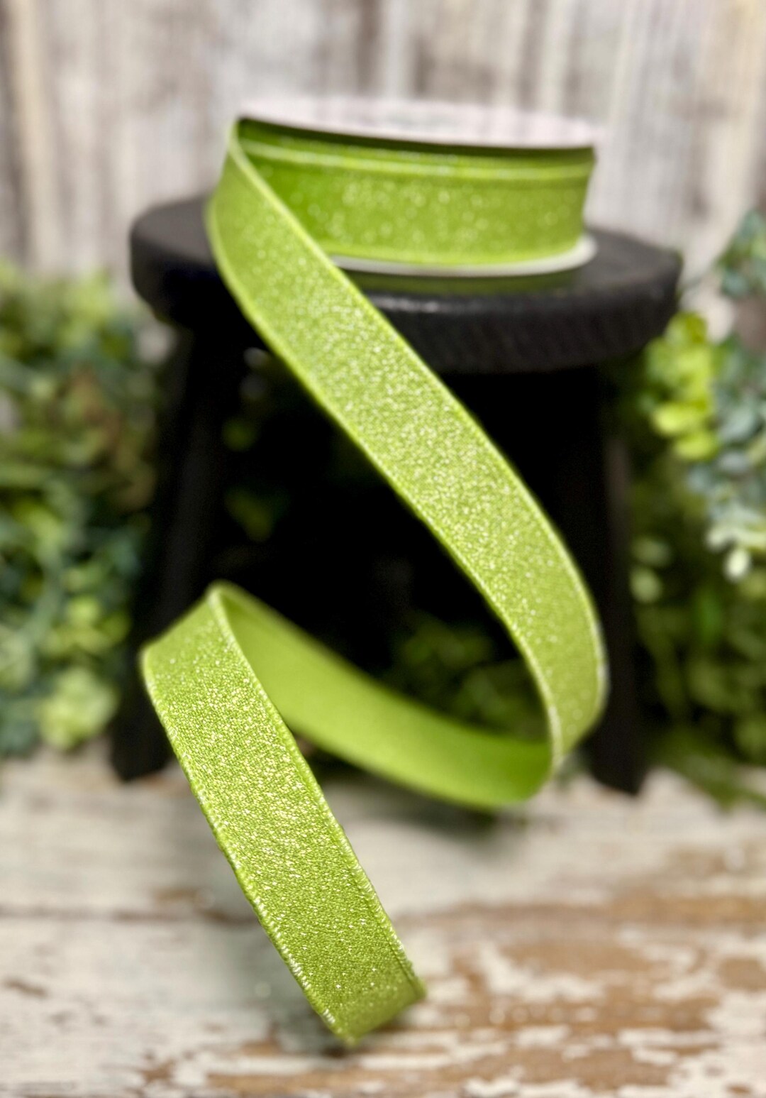 Fine Glitter Ribbon, Narrow Ribbon, 7/8"" Ribbon, Christmas Ribbon ...