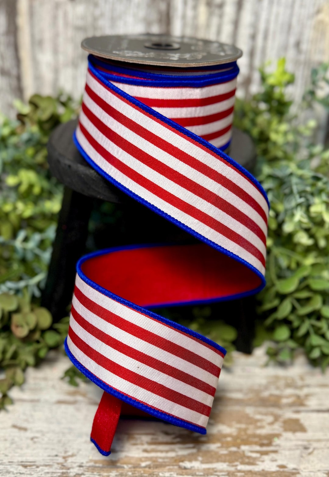 Patriotic Ribbon for Wreaths, Designer Ribbon, 2.5" Ribbon, Fourth of ...