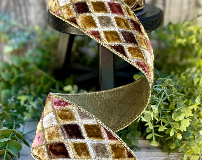 Harlequin Ribbon, 10 YD Roll, Ribbon for Wreaths, Designer Ribbon, 2.5 ...