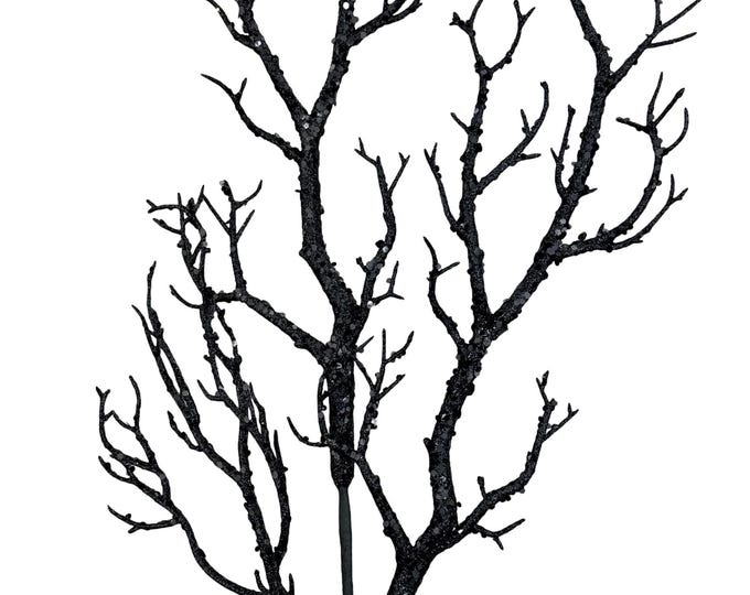 Black Glitter Twig Spray, Wispy Filler for Halloween, Wreath Filler ...