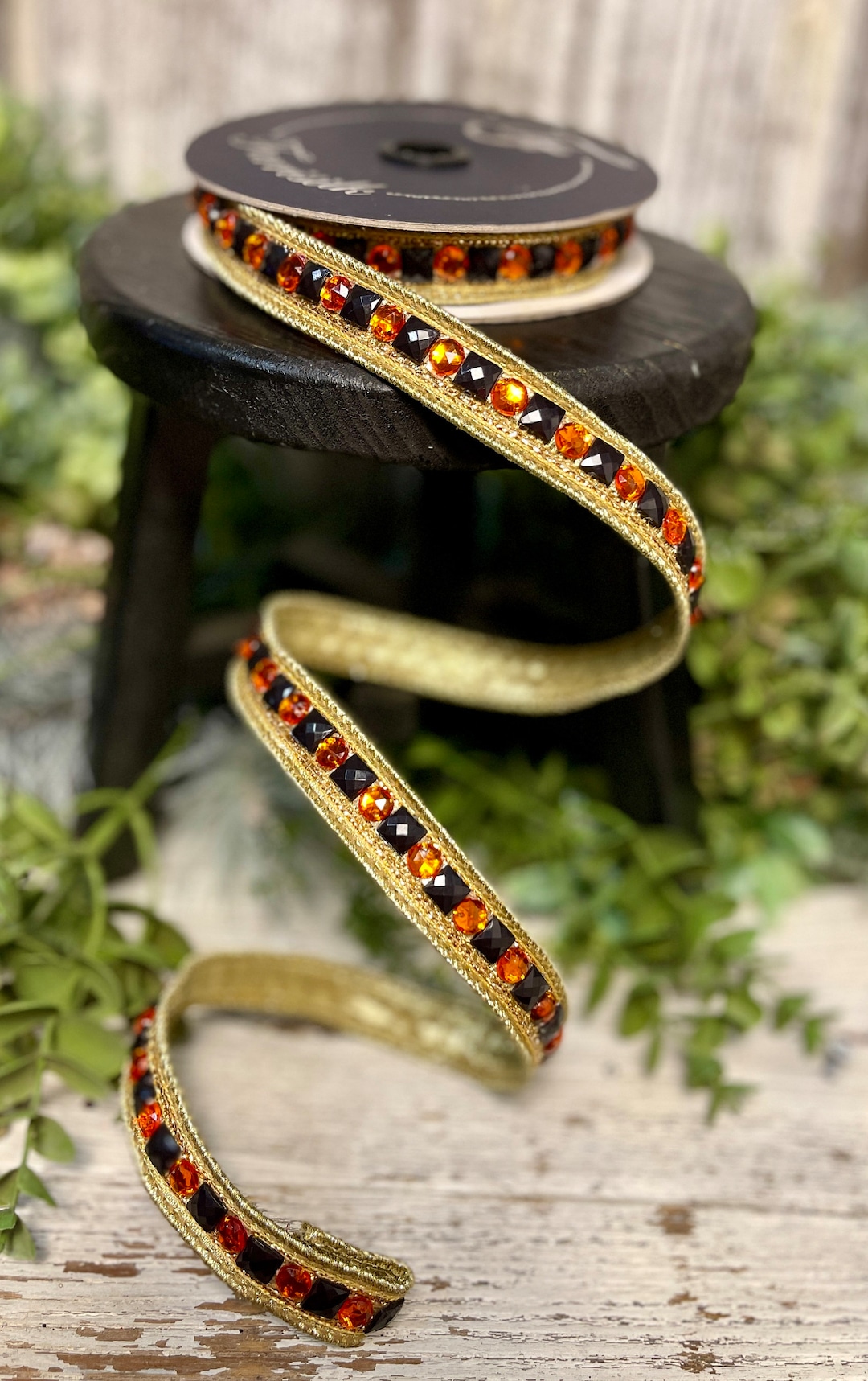 Jeweled Halloween Ribbon, Ribbon for Wreaths, Designer Ribbon, 3/4 ...