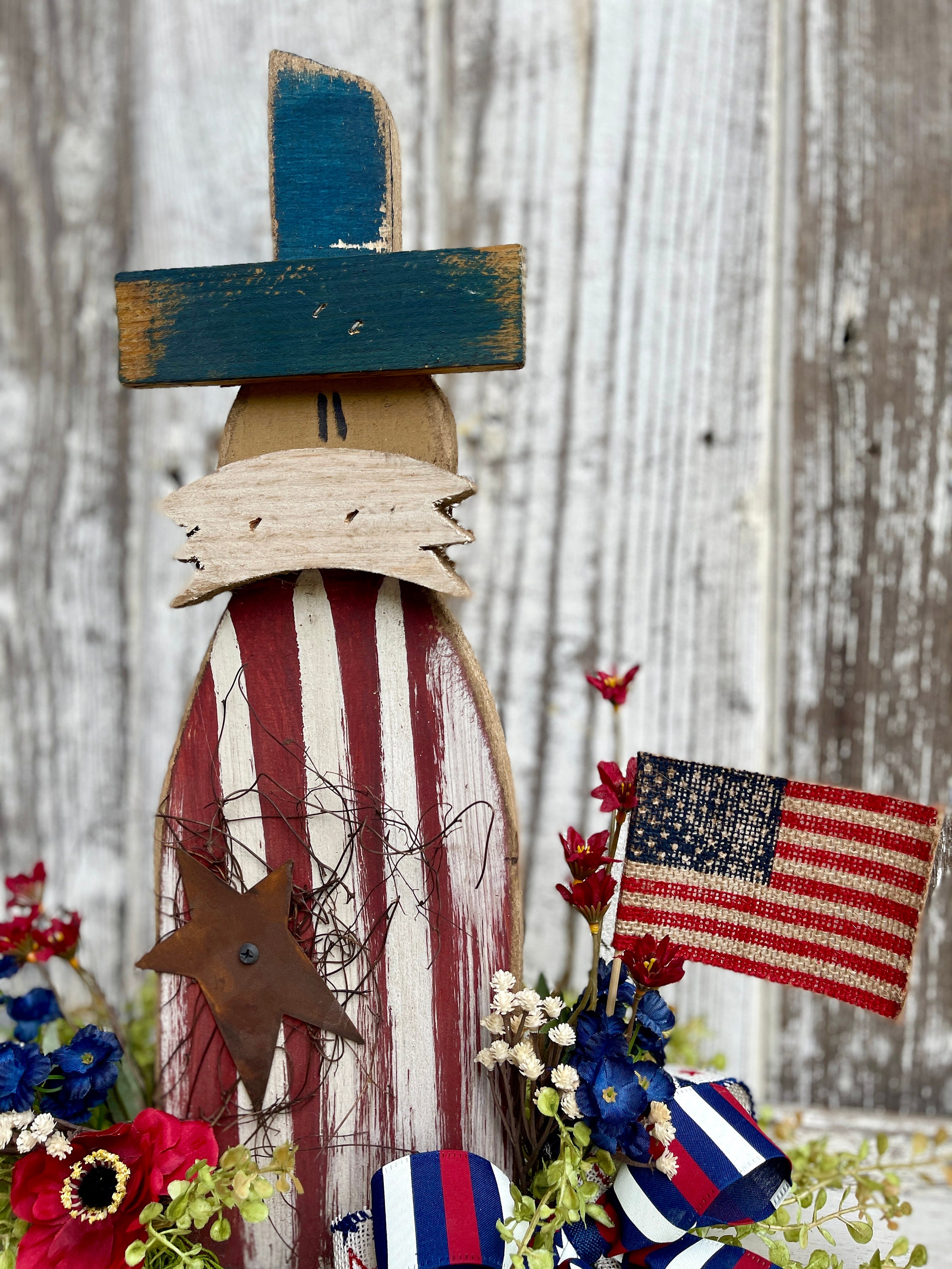 Uncle Sam Arrangement Patriotic Porch Decor Red White and - Etsy