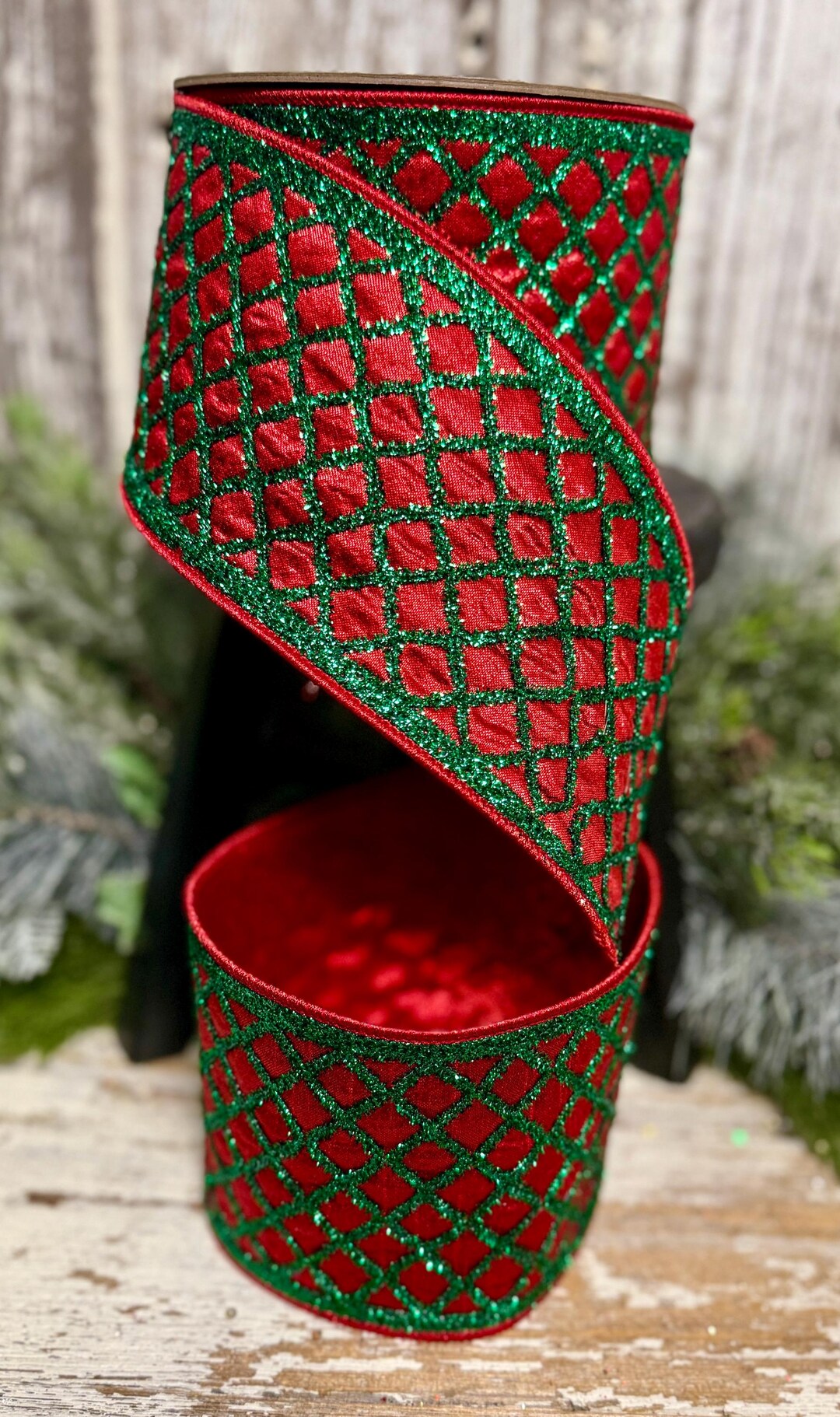 Christmas Ribbon, Ribbon for Wreaths, Designer Ribbon, 4" Ribbon ...