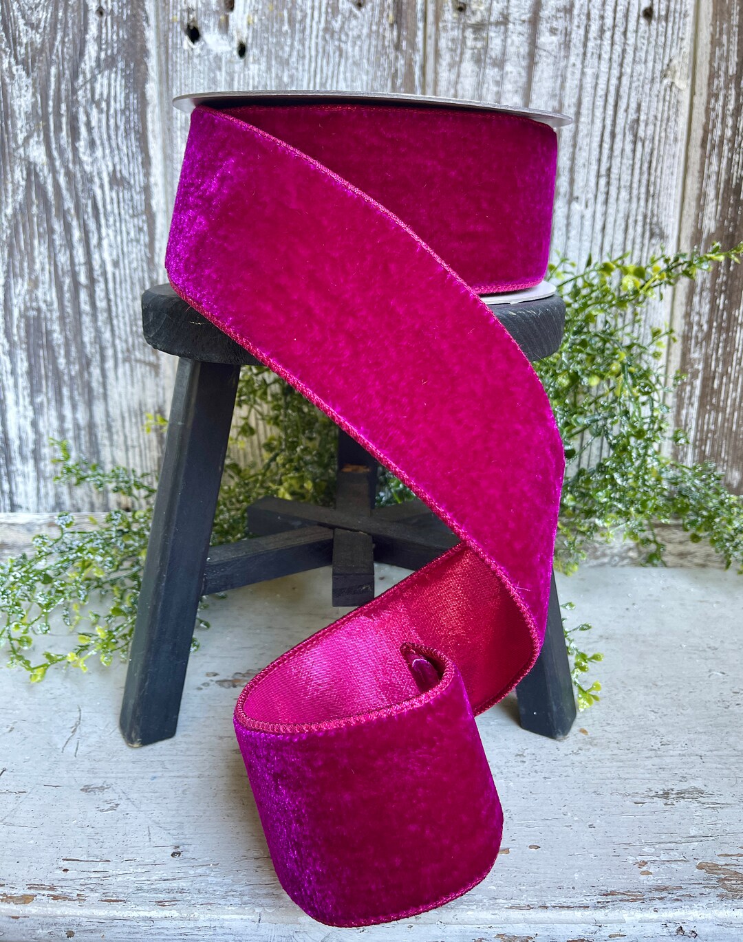 Ribbon, Designer Ribbon, 2.5 Ribbon, Hot Pink Velvet Ribbon, Fall ...