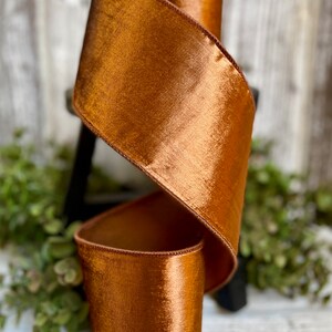 Bronze Velvet Ribbon, Ribbon for Wreaths, 4" Ribbon, Christmas Ribbon ...