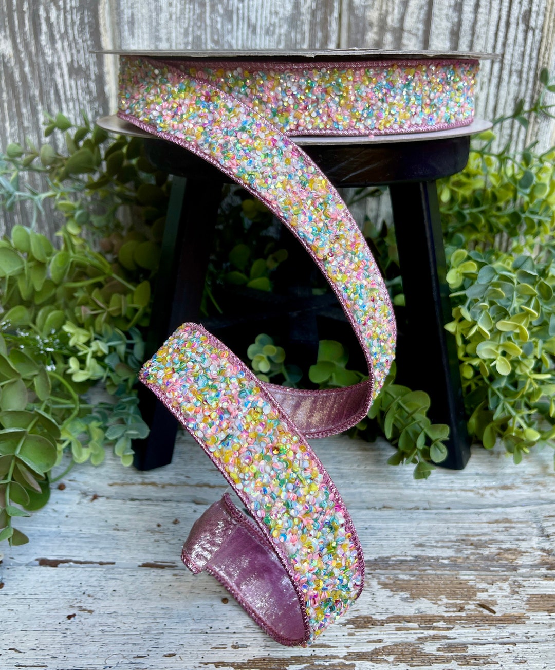 1.5" Sprinkles Ribbon, Candy Ribbon, Farrisilk Ribbon, Beaded Ribbon ...