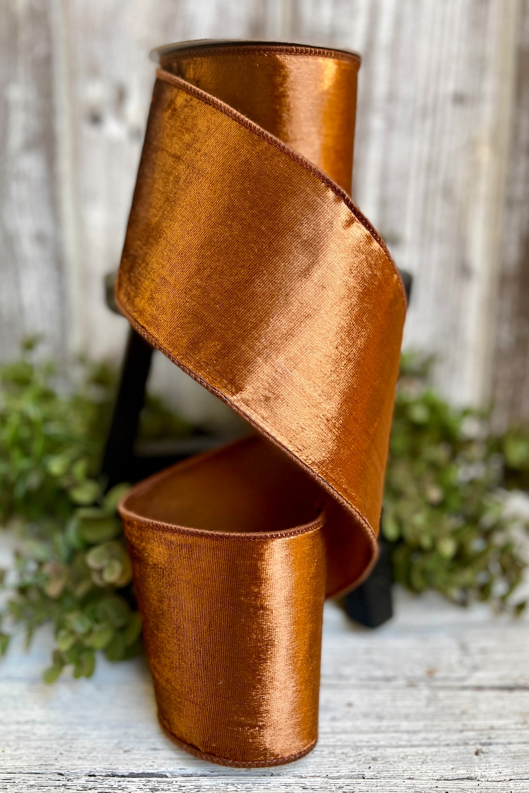 Bronze Velvet Ribbon, Ribbon for Wreaths, 4" Ribbon, Christmas Ribbon ...