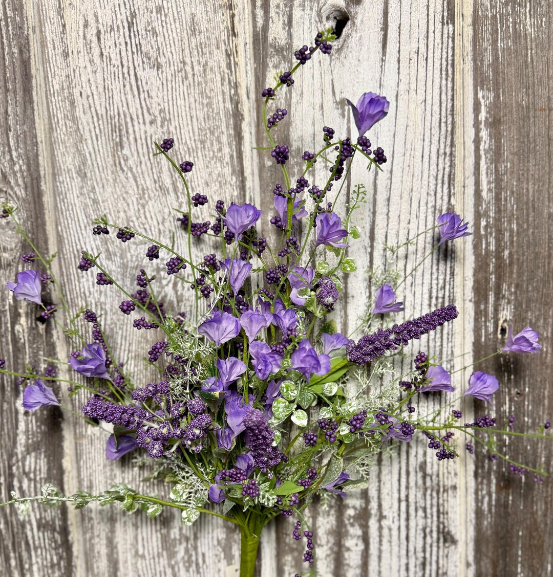 Purple Wildflower Berry Spray, Floral Filler for Spring, Wreath Filler ...