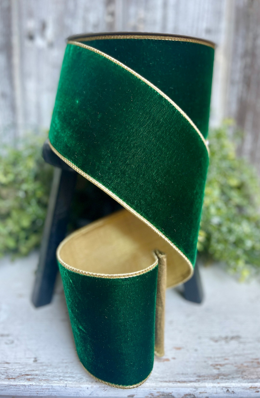 4" Emerald Green Velvet Ribbon, 10 YD ROLL, Farrisilk Ribbon,, Luxury ...