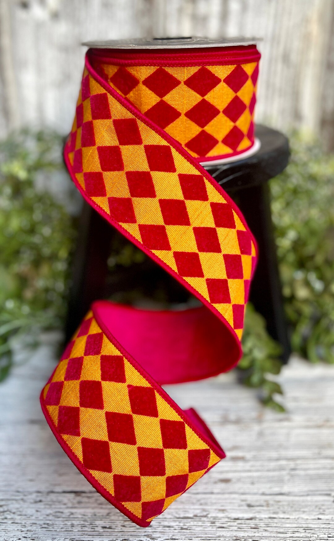 Ribbon for Wreaths, Designer Ribbon, 2.5 Ribbon, Harlequin Ribbon ...