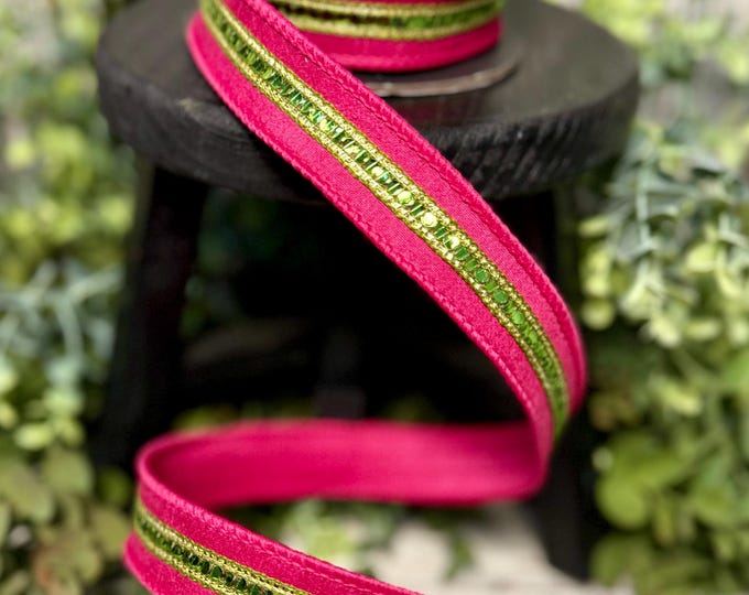 Sequin Ribbon, Ribbon for Wreaths, Designer Ribbon, 5/8" Ribbon, Wired ...