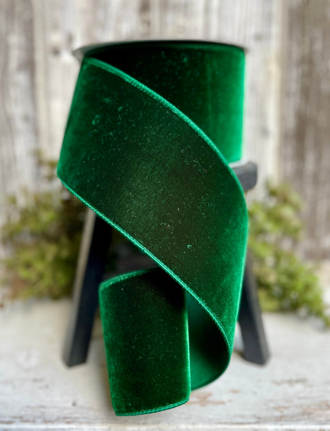 4" Emerald Green Velvet Ribbon, 10 YD ROLL, Farrisilk Ribbon, 4" Ribbon ...