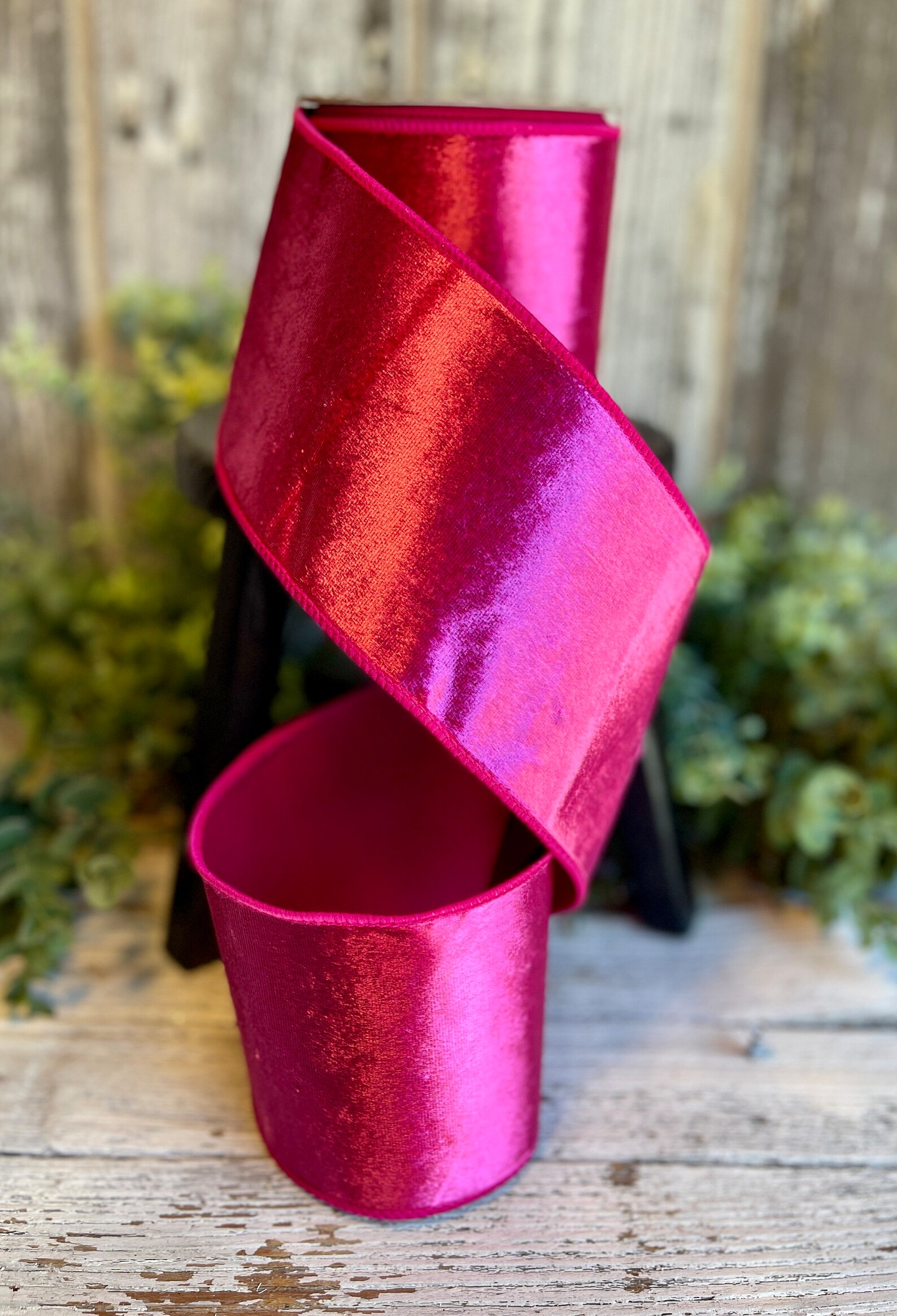 Fuchsia Velvet Ribbon, Ribbon for Wreaths, 4 Ribbon, Christmas Ribbon ...