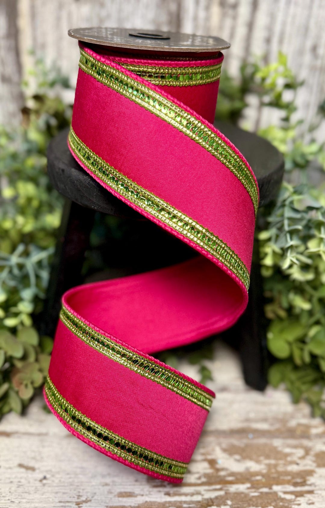 Seqion Ribbon, Ribbon for Wreaths, Designer Ribbon, 2.5" Ribbon, Wired ...