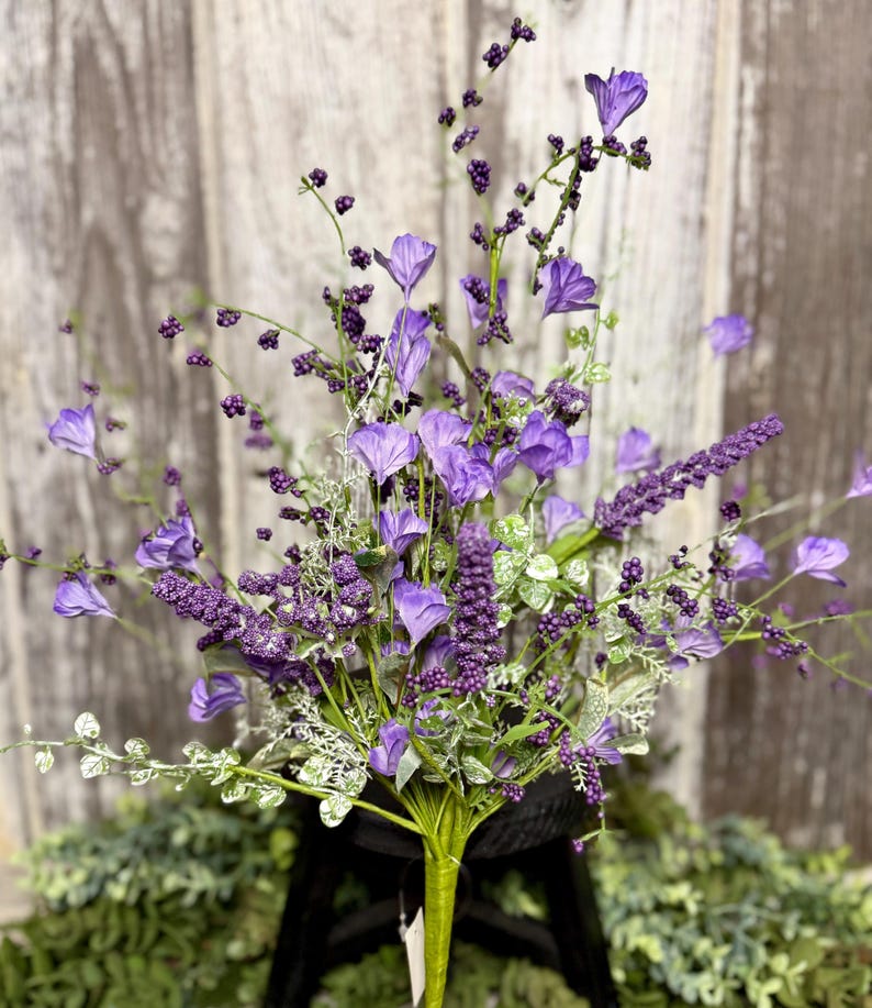 Purple Wildflower Berry Spray, Floral Filler for Spring, Wreath Filler ...