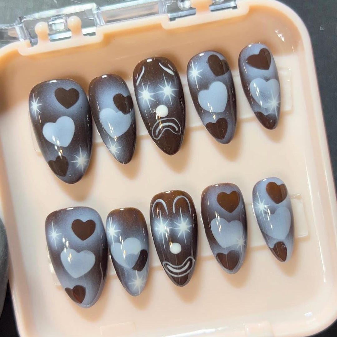 Solid Color Happy Clown + Sad Clown Nail Art Design With Airbrushed ...
