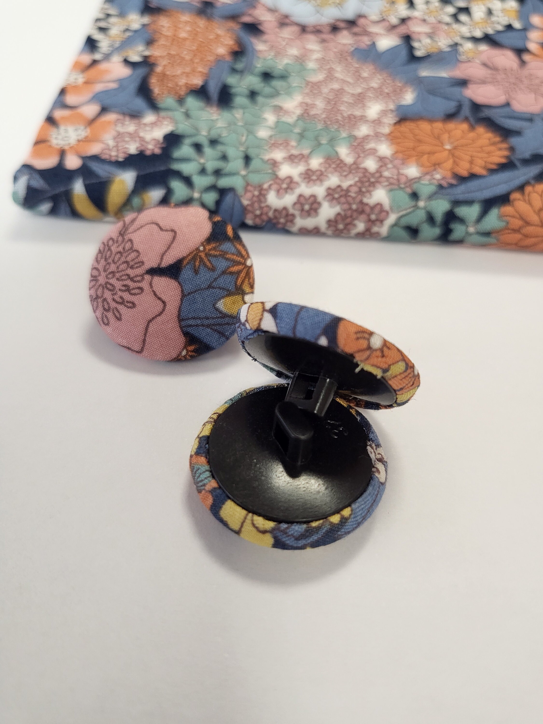 Set of Liberty Ciara Blue Fabric Buttons, Diameter in Millimeters, Set ...