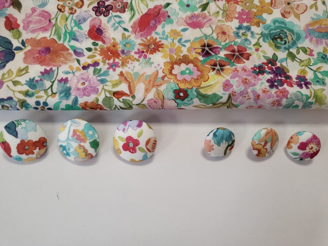 Lot of Liberty Meadow Summer Fabric Buttons, Diameter in Millimeters ...