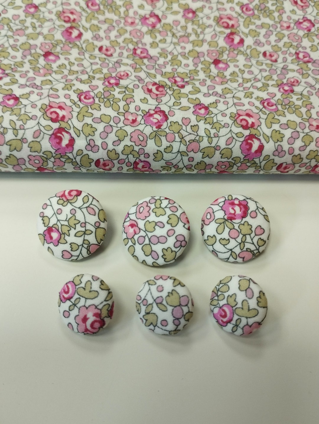 Lot of Eloise Pink Liberty Fabric Buttons, Diameter in Millimeters, Lot ...