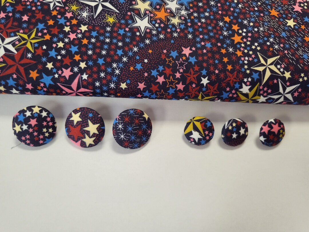 Set of Liberty Adelajda Navy Fabric Buttons, Diameter in Millimeters ...