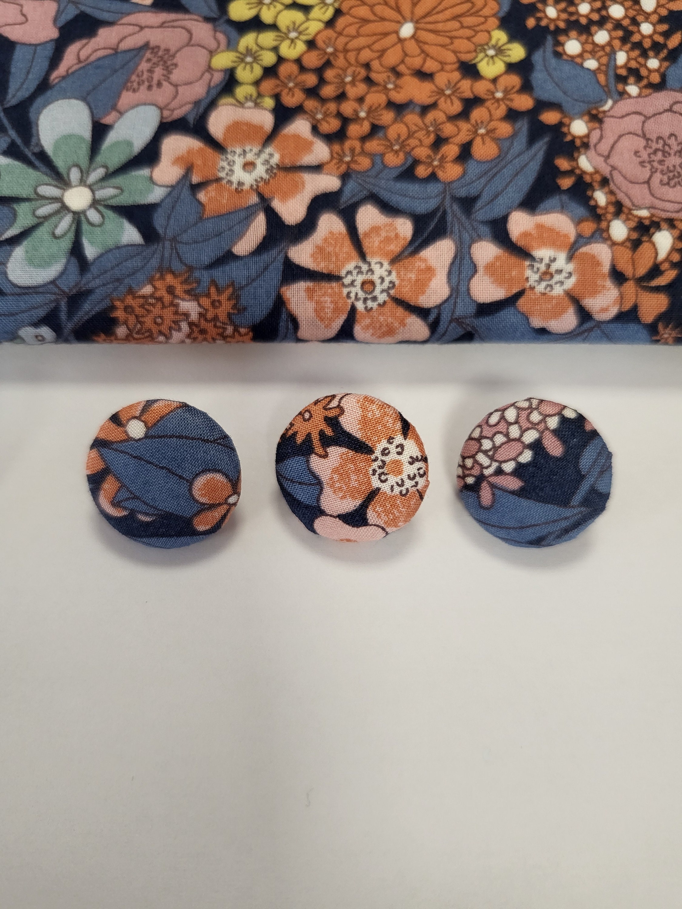 Set of Liberty Ciara Blue Fabric Buttons, Diameter in Millimeters, Set ...
