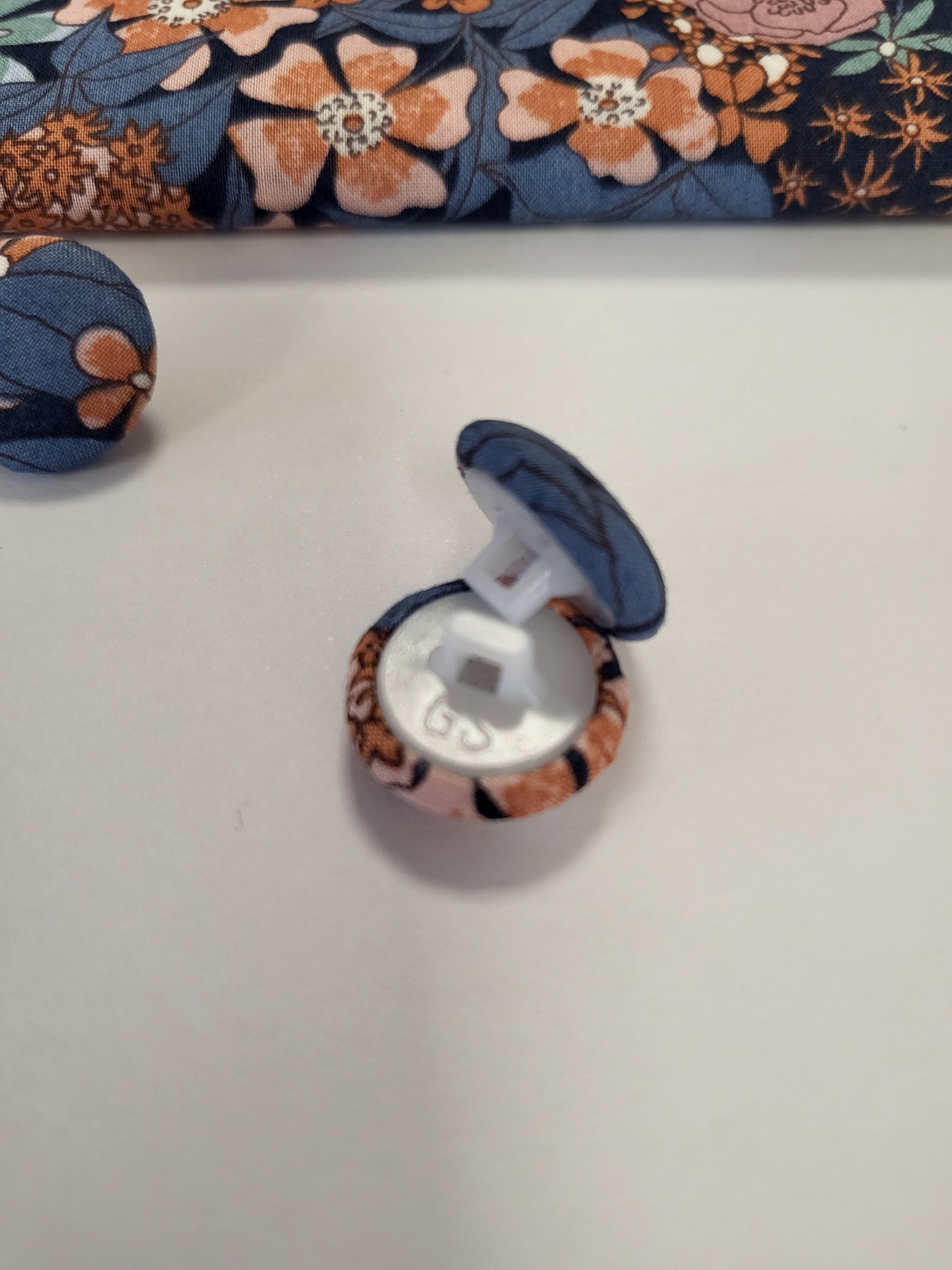 Set of Liberty Ciara Blue Fabric Buttons, Diameter in Millimeters, Set ...