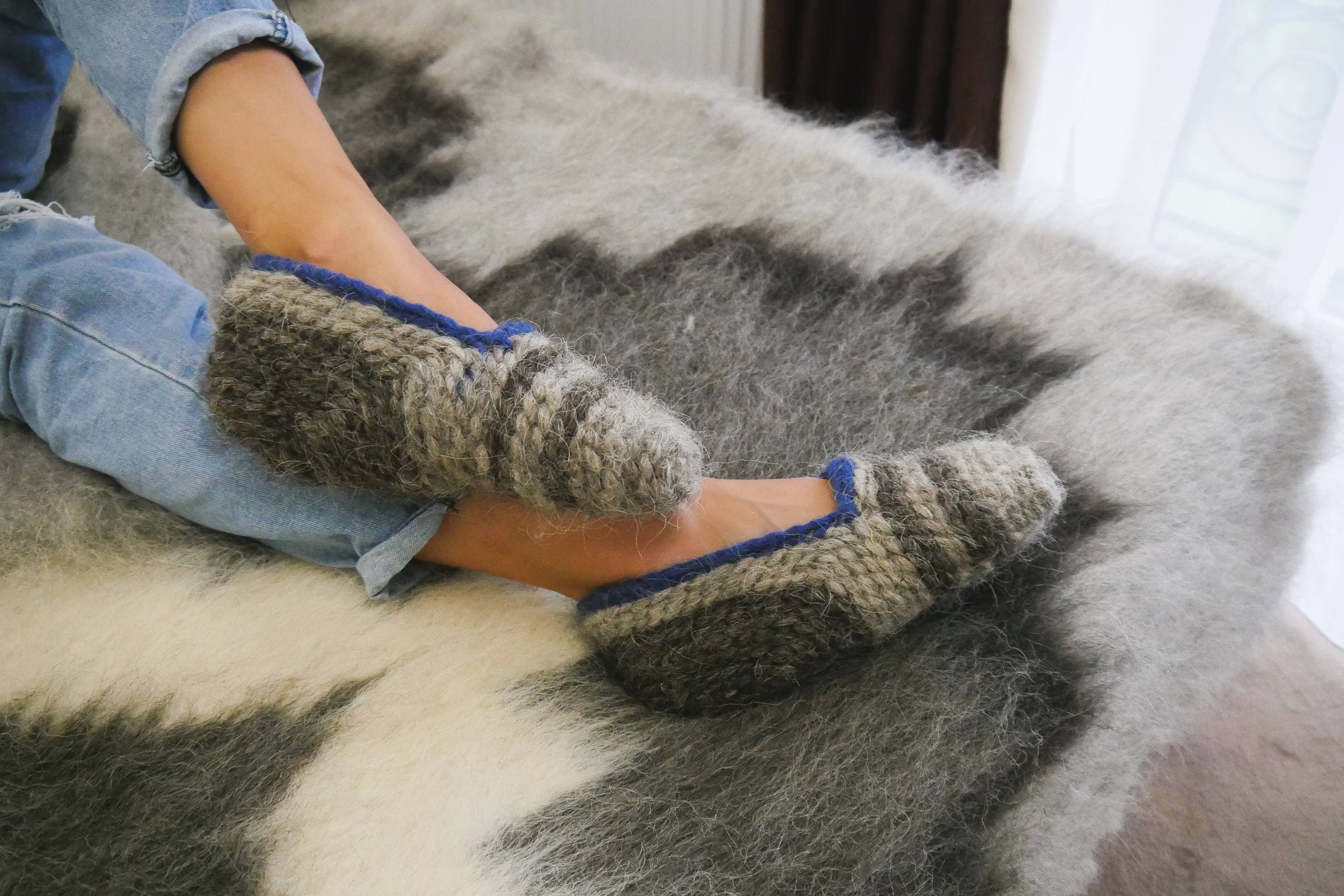 Wool Slippers House Slippers Slippers Socks Simple | Etsy