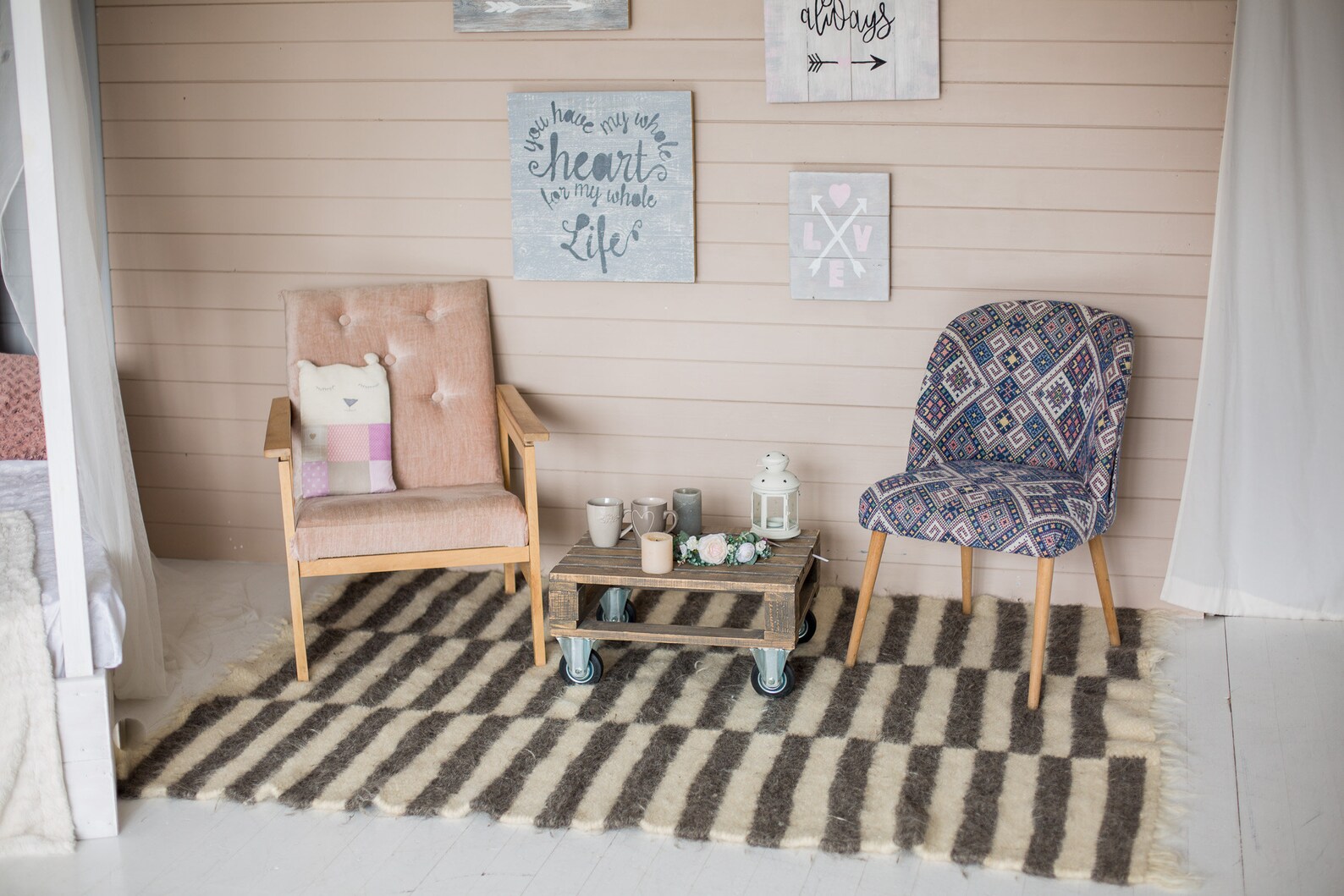 Natural Wool Rug Striped Rug Thick Wool Rug 100 % | Etsy