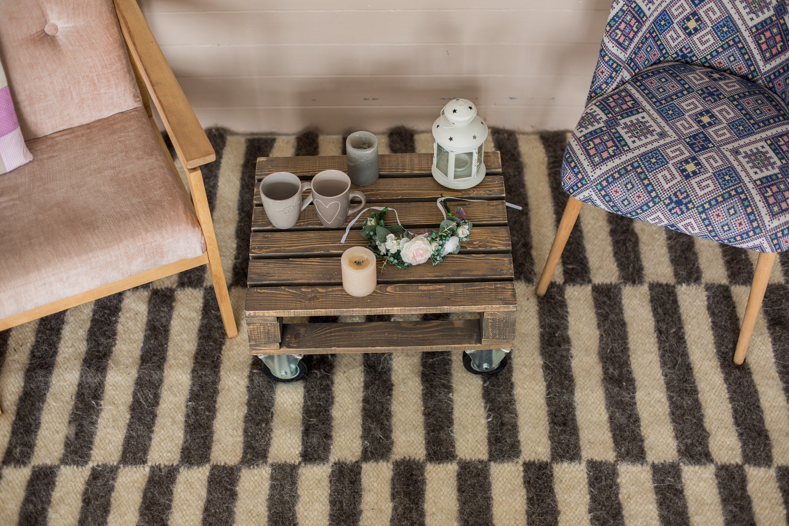 Natural Wool Rug Striped Rug Thick Wool Rug 100 % - Etsy