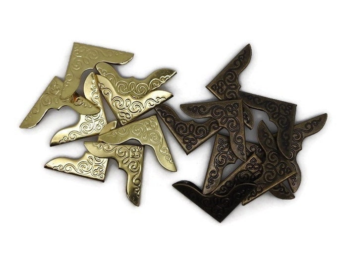 20 Metal Angles in Antique Bronze or Gold Color Scrapbooking Corners ...
