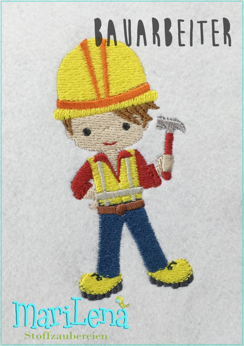 Stickdatei Bauarbeiter Junge Füll 10x10 embroidery pattern construction ...