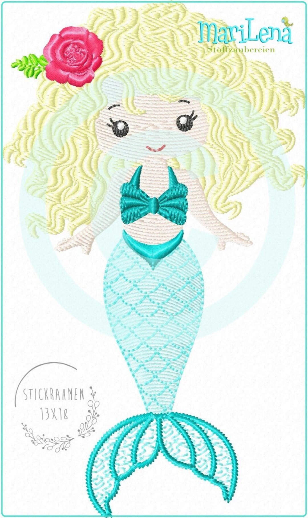 Embroidery File Mermaid Muji 13x18 Fill Stitch Embroidery Pattern ...