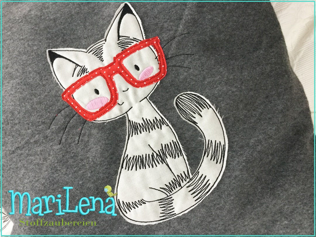 Embroidery File Cat Tieni Appli 18x30 Cat Appliqué Embroidery Pattern ...