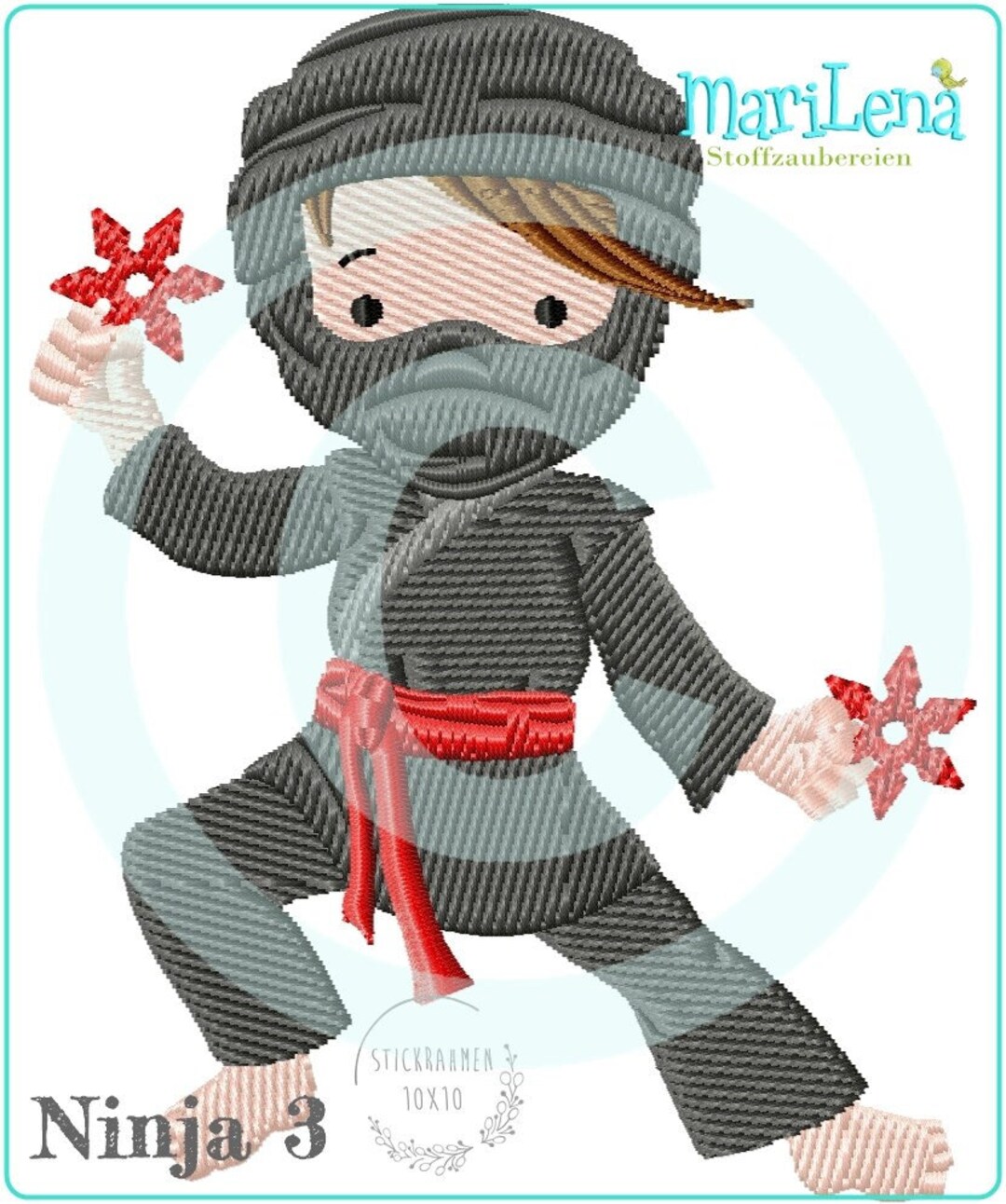 Embroidery File Ninja 3 Fill 10x10 Embroidery Pattern Ninja Fighter Boy ...