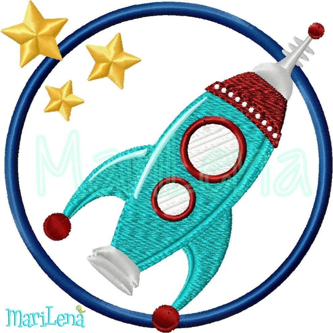 Embroidery File Button Spaceship Appliqué 10x10 (4x4") Embroidery ...