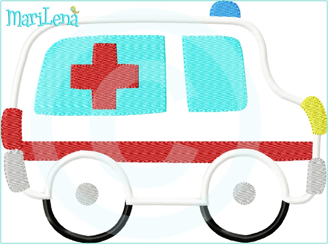 Embroidery File Ambulance Appliqué 13x18 5x7 Embroidery Pattern ...