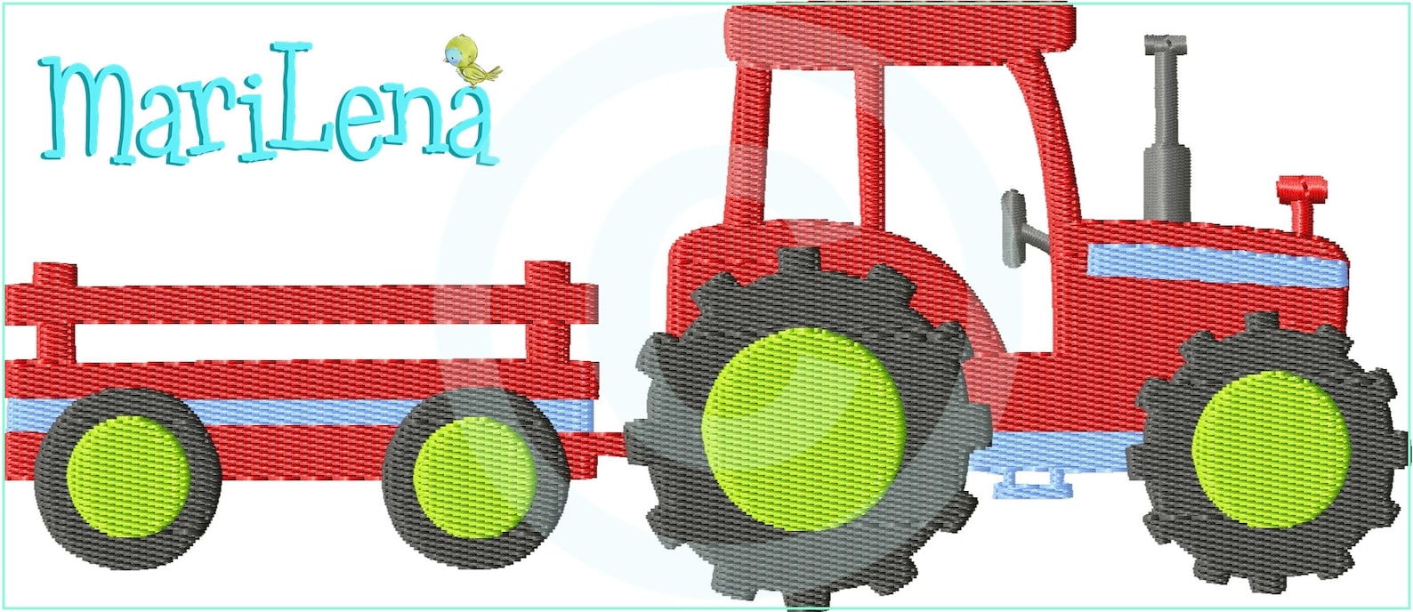 Stickdatei Traktor mit Anhänger Füll 13x18 | Etsy