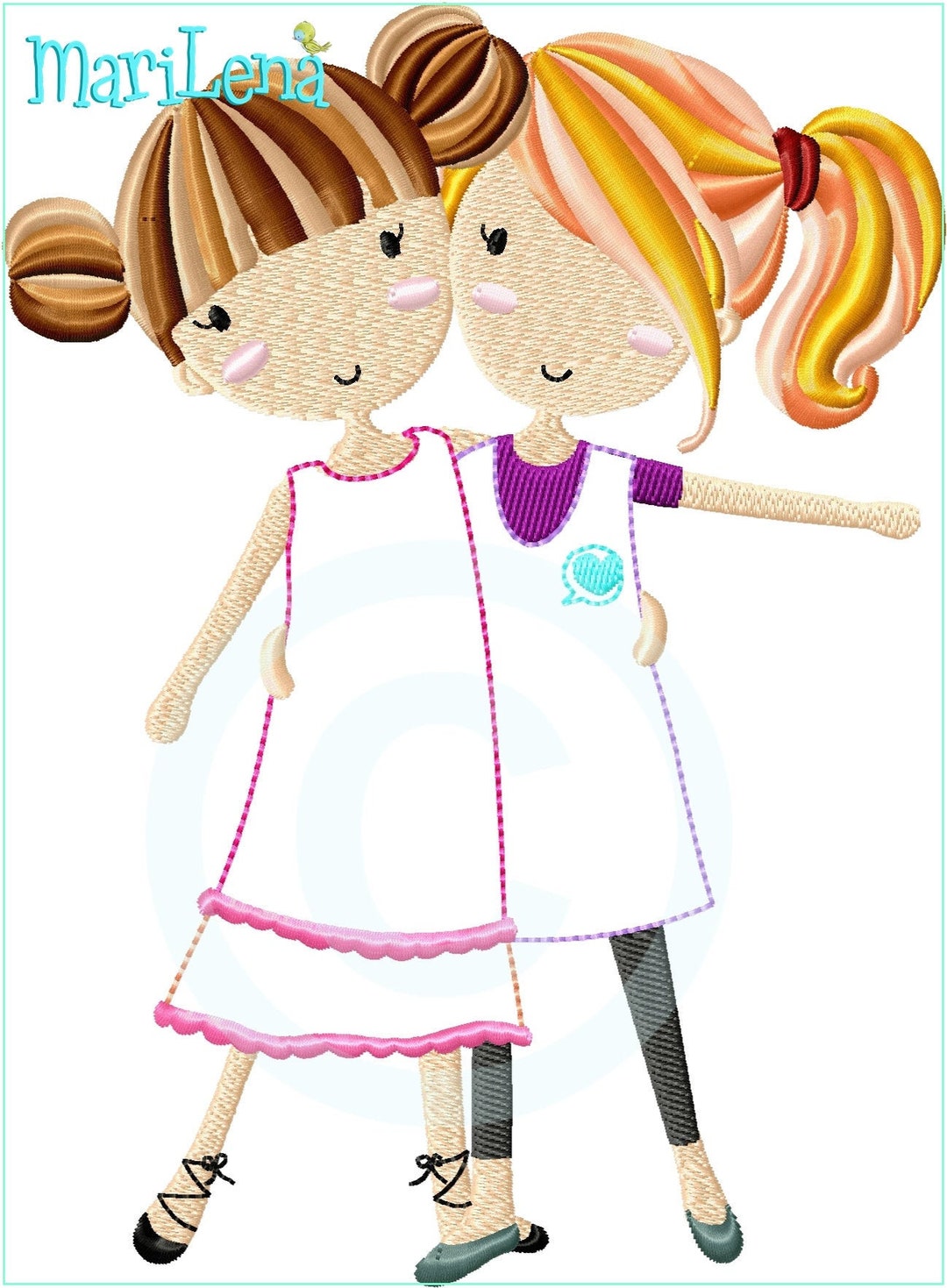 Stickdatei Best Friend Girl Appli 13x18 5x7 Mädchen Stickmuster ...