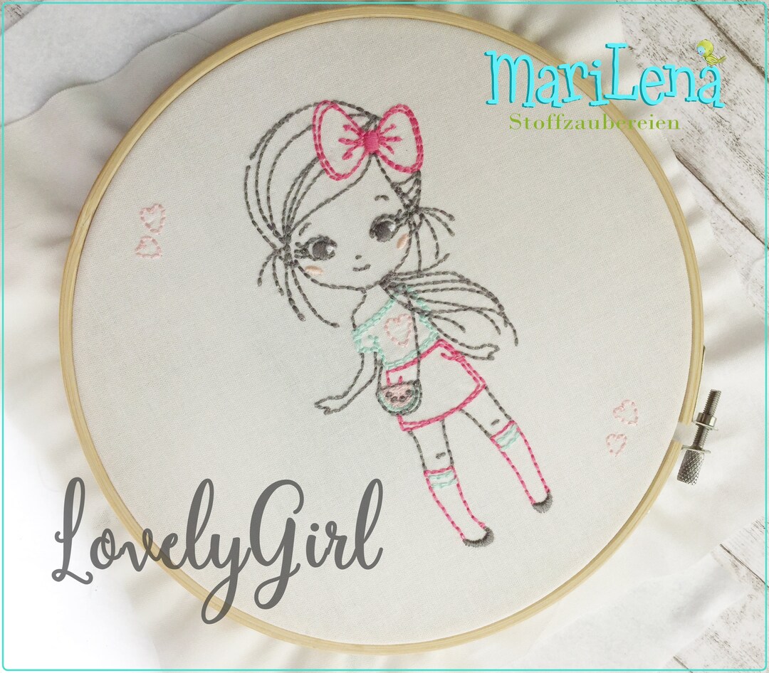 Hand Embroidery Pattern Lovelygirl Girl Hand Embroidery Pattern Girl ...