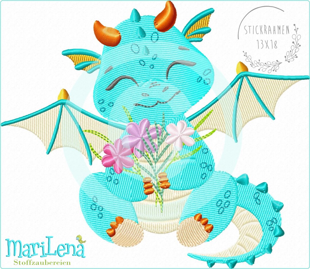 Embroidery File Dragon Bel 13x18 Fill Stitch Embroidery Pattern Dragon ...