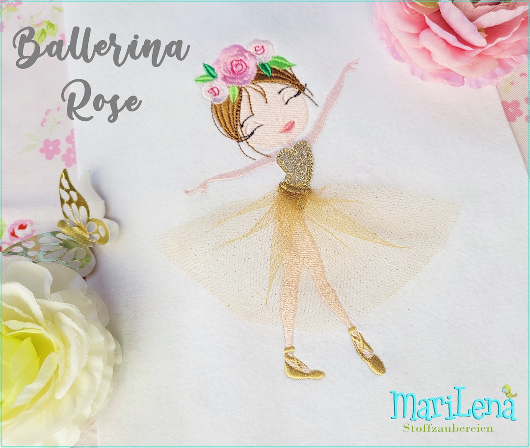 Embroidery File Ballerina Rose Appli Tulle Skirt 13x18 Embroidery ...