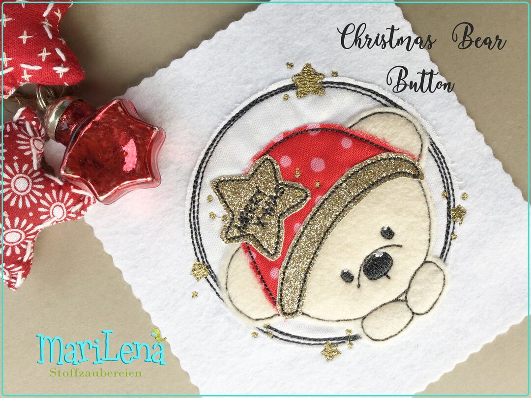 Embroidery File Bear Christmas Appli 10x10 4x4 Appliqué Machine ...