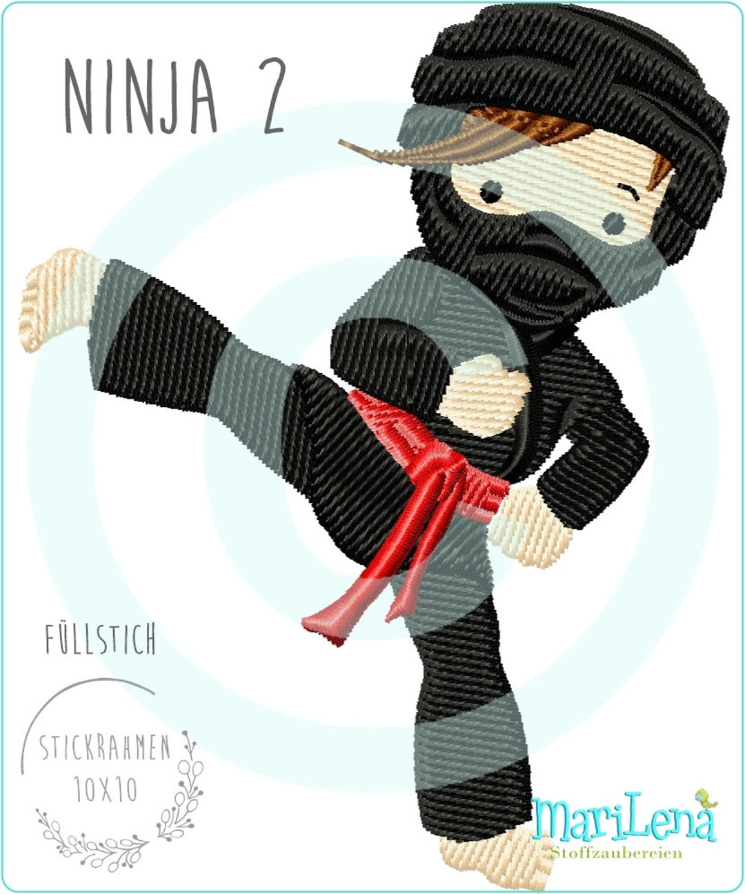 Embroidery File Ninja 2 Fill 10x10 Embroidery Pattern Ninja Fighter Boy ...